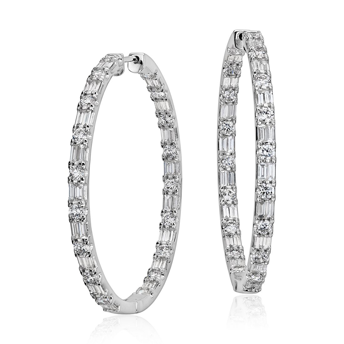 Large Diamond Hoop Earrings in 18k White Gold (4 1/2 ct. tw.) | Blue Nile Large Diamond Hoop Earrings in 18k White Gold (4 1/2 ct. tw.) | Blue Nile