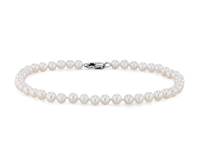 Freshwater Pearl Bracelet In 14k White Gold 3 5 4mm Blue Nile
