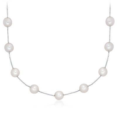 Freshwater Cultured Pearl Station Necklace In 14k White Gold Blue Nile