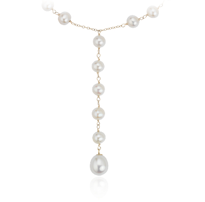 Freshwater Cultured Pearl Station Y Necklace In 14k Yellow Gold Blue Nile