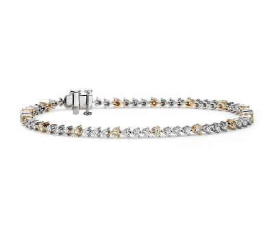 Alternating Yellow And White Diamond Tennis Bracelet 2 1 3 Ct Tw