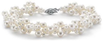 Freshwater Cultured Pearl Woven Bracelet In 14k White Gold 3 5mm