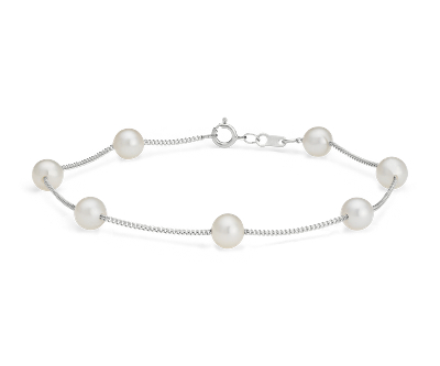 Freshwater Cultured Pearl Tin Cup Bracelet In 14k White Gold 5 5mm