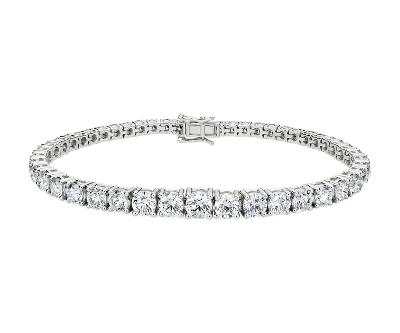 Graduated Diamond Tennis Bracelet In 14k White Gold 10 Ct Tw Blue