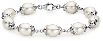 Oval Freshwater Cultured Pearl Bracelet With Sterling Silver Blue Nile Ca