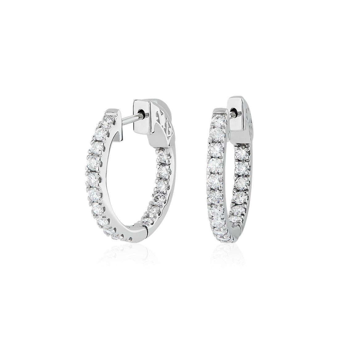 Eternity Diamond Hoop Earrings in 14k White Gold (1 ct. tw.) | Blue Nile Eternity Diamond Hoop Earrings in 14k White Gold (1 ct. tw.) | Blue Nile