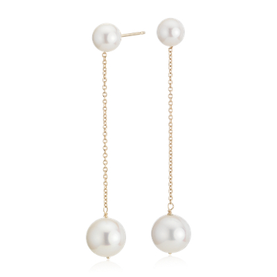 Freshwater Cultured Pearl Drop Earrings In 14k Yellow Gold 6 10mm
