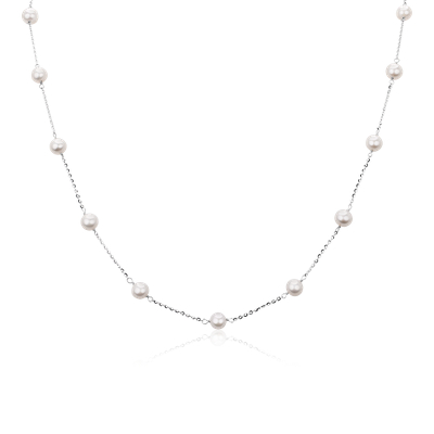 Freshwater Pearl Stationed Necklace In Sterling Silver Blue Nile