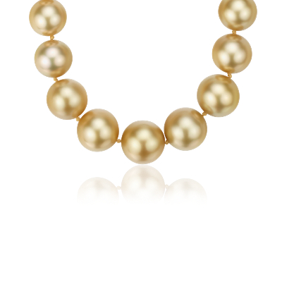 Graduated Golden South Sea Cultured Pearl Strand Necklace In 14k White