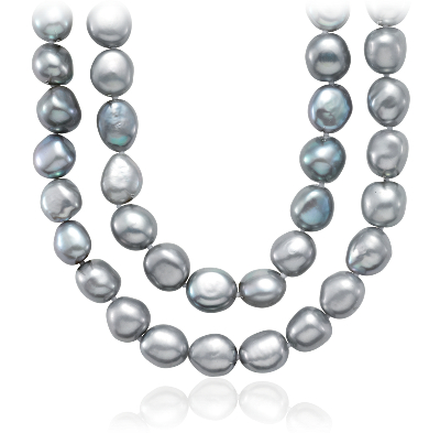 Gray Baroque Freshwater Cultured Pearl Necklace 54 Long Blue Nile