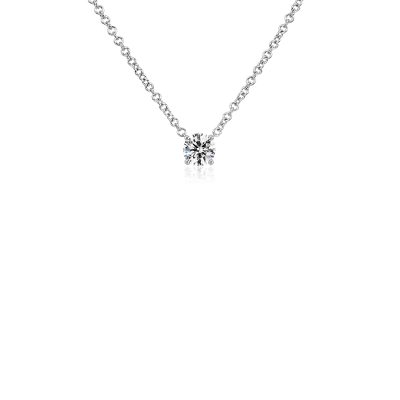 Lab Grown Diamond Floating Solitaire Pendant In 14k White Gold 1 4 Ct