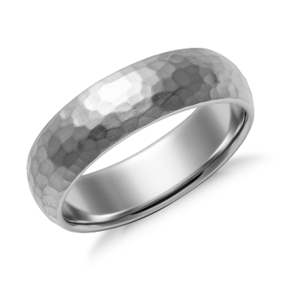 Matte Hammered Comfort Fit Wedding Ring in Palladium (6mm) | Blue Nile