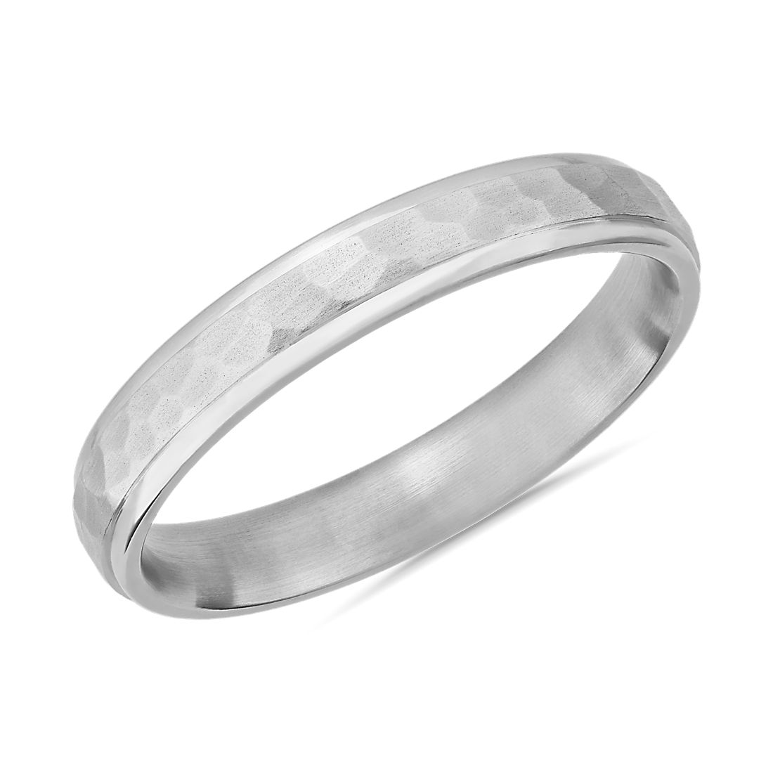 Matte Hammered Inlay Wedding Ring in Platinum (4mm) | Blue Nile Matte Hammered Inlay Wedding Ring in Platinum (4mm) | Blue Nile