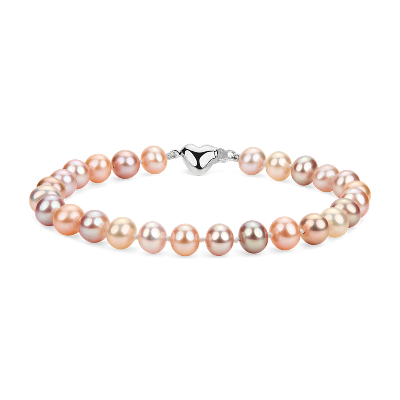 Multicolored Freshwater Cultured Pearl Bracelet With Sterling Silver
