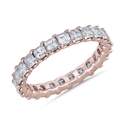 Asscher Cut Diamond Eternity Ring In 18k Rose Gold 2 Ct Tw Blue Nile