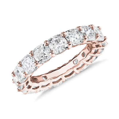 Cushion Cut Diamond Eternity Ring in 18k Rose Gold (6.0 ct. tw.) | Blue ...
