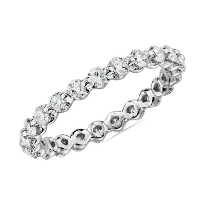 Floating Diamond Eternity Ring In 14k White Gold I Si2 1 Ct Tw