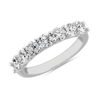 Lab Grown Diamond Low Dome Seven Stone Ring In 14k White Gold 1 Ct Tw