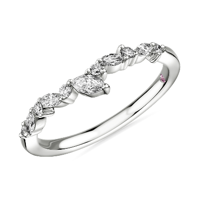 Monique Lhuillier Marquise Diamond Leaf Curved Band In Platinum 1 4 Ct