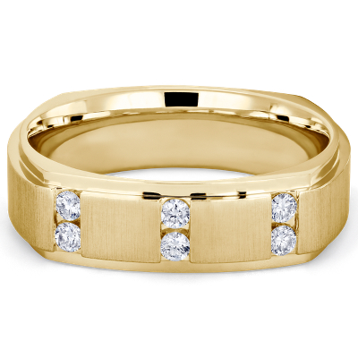 Staggered Vertical Line Diamond Men's Ring in 14k Yellow Gold (1/5 ct ...