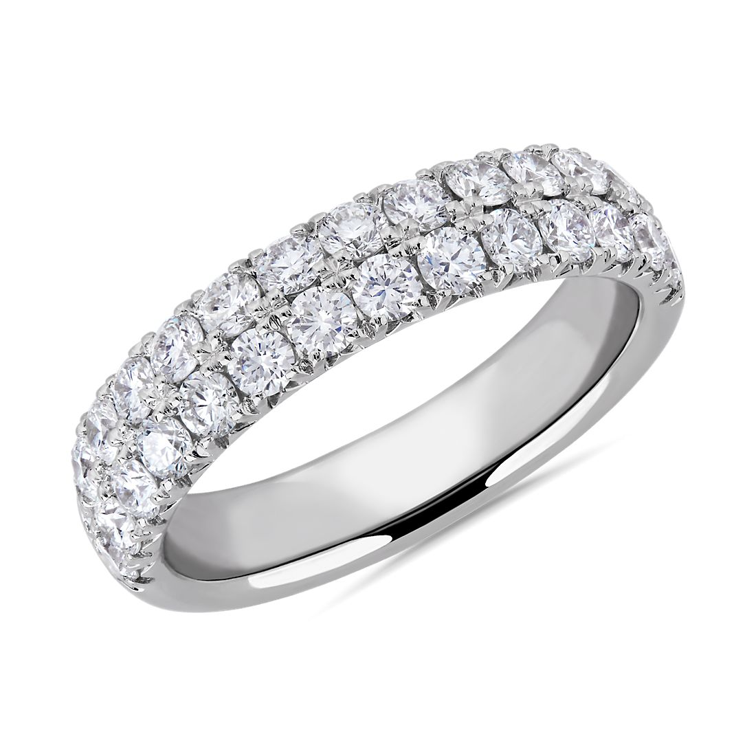 Two-Row French Pavé Diamond Ring in 14k White Gold (1 ct. tw.) | Blue Nile Two-Row French Pavé Diamond Ring in 14k White Gold (1 ct. tw.) | Blue Nile