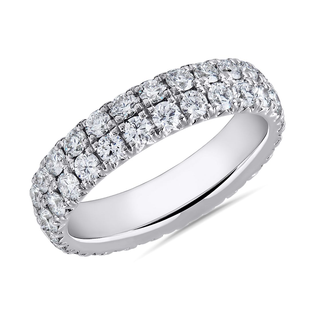Two-Row French Pave Diamond Eternity Band in 14k White Gold (1.82 ct ... Two-Row French Pave Diamond Eternity Band in 14k White Gold (1.82 ct ...