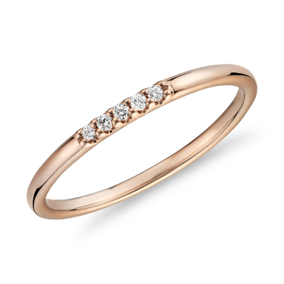 Ultra Mini Diamond Pavé Stackable Fashion Ring in 14k Rose Gold | Blue ...